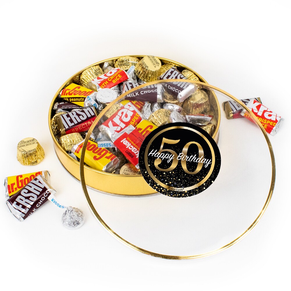 50th Birthday Candy Gift Tin - Plastic Tin with Hershey's Kisses ...