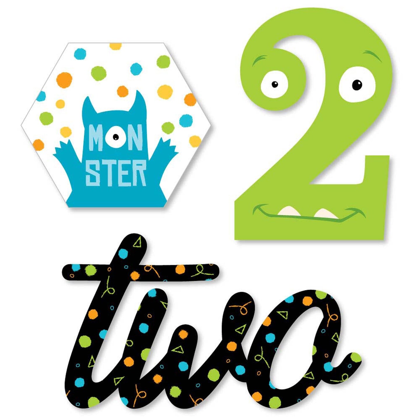 Big Dot of Happiness 2nd Birthday Monster Bash - DIY Shaped Little ...