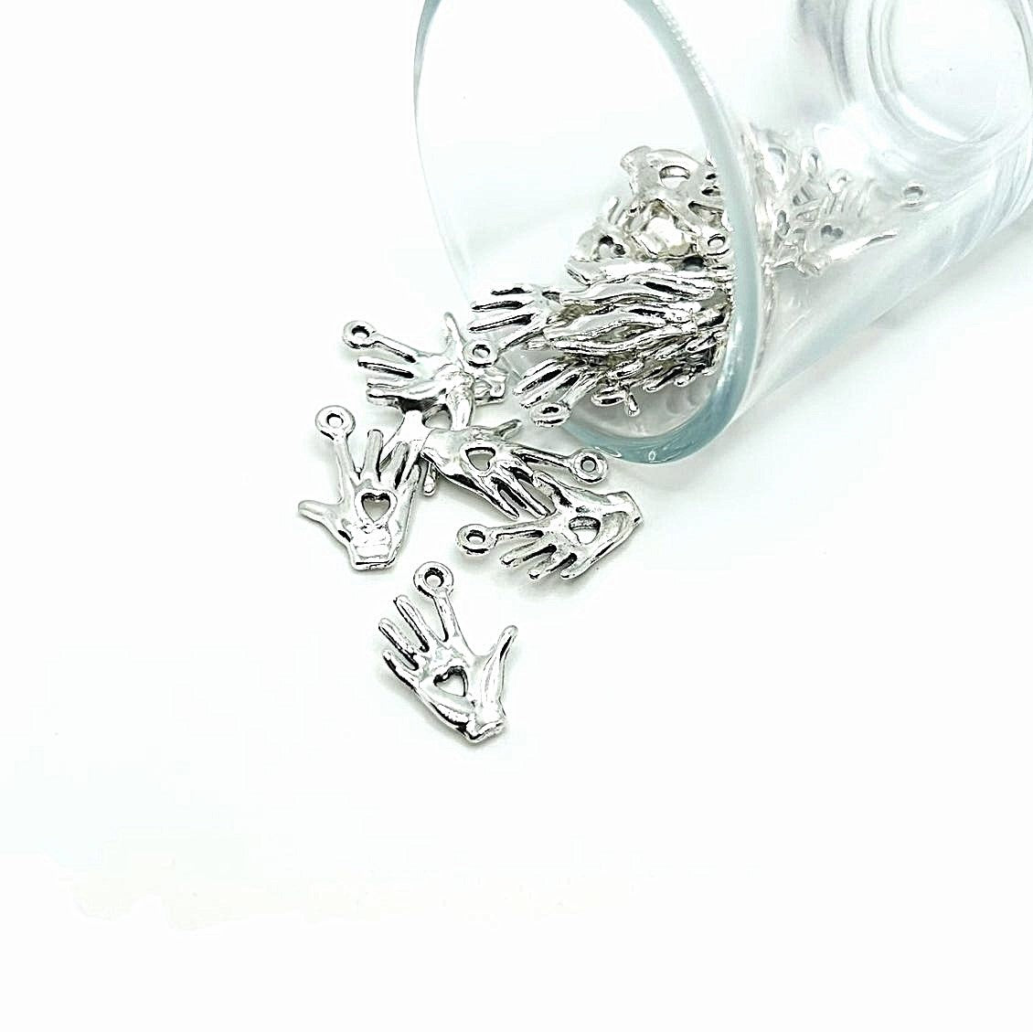 4, 20 or 50 Pieces: Silver I Love You Hand 3D Charms | Michaels