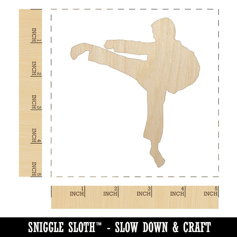 Martial Arts Karate Kick Solid Unfinished Wood Shape Piece Cutout for ...