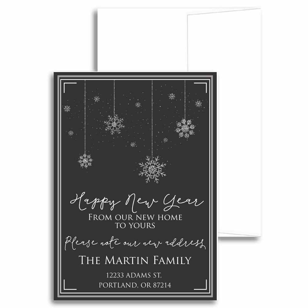 Snowflake Happy new year from our new home moving announcement ...