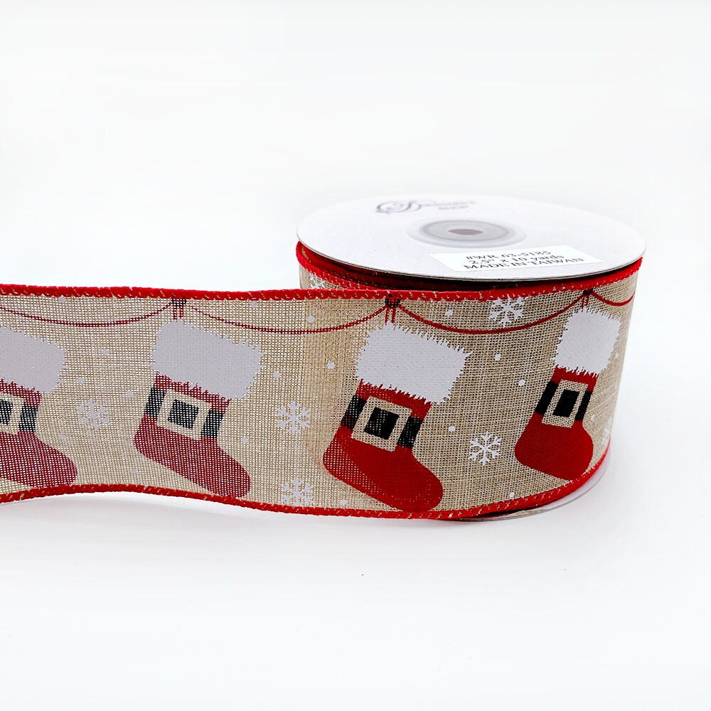 Designer’s Shop WR 63-5185 Holiday Hanging Santa Stocking Wired edge ...