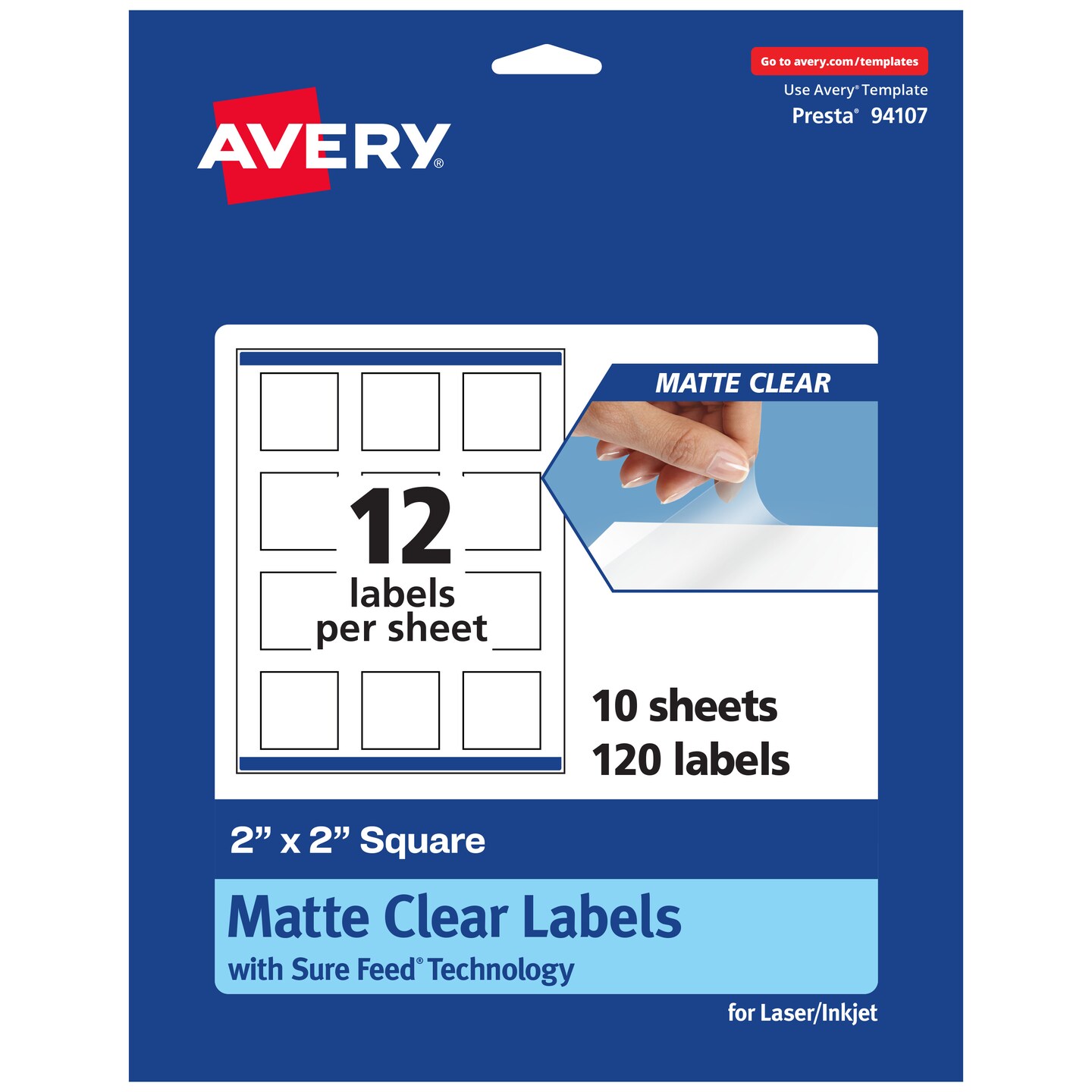 Avery Matte Clear Labels, 2" x 2" Square | Michaels