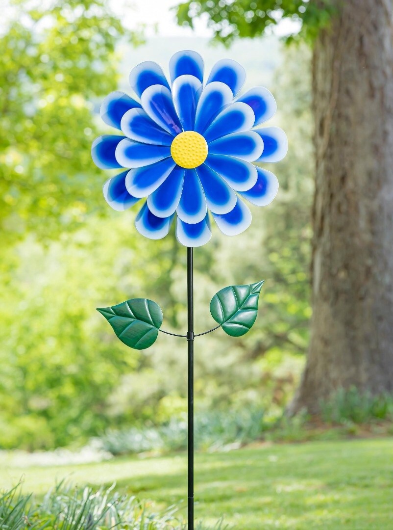 Blue Daisy Wind Spinner 75 Inches Tall | Michaels