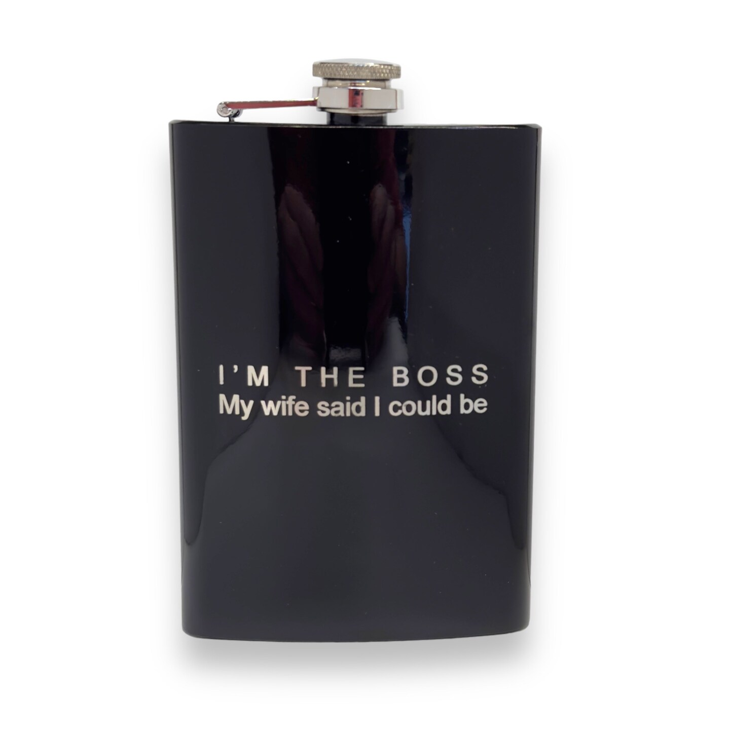 8oz Im the boss my wife said I could be Black Flask | Michaels