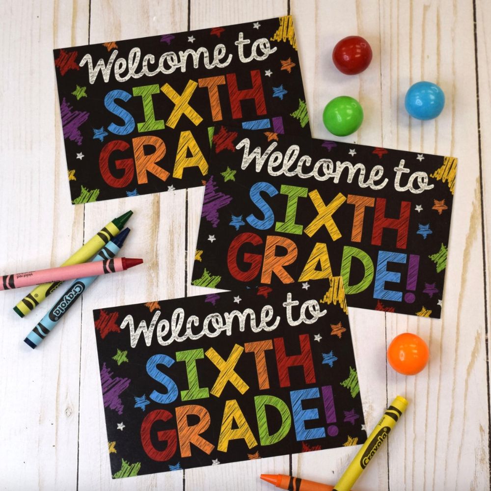 Chalkboard Welcome To 6th Grade Back to School Postcards for Teachers ...