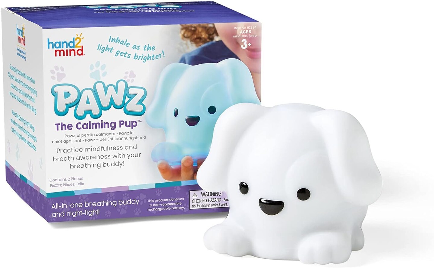 PAWZ the Calming Pup, Learn Deep Breathing, Rechargeable Animal Night ...