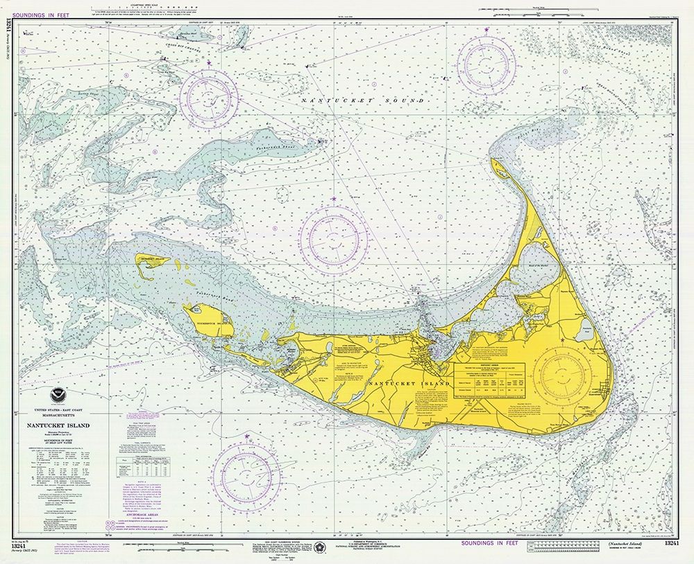 Nautical Chart - Nantucket Island ca. 1975 Poster Print by NOAA ...