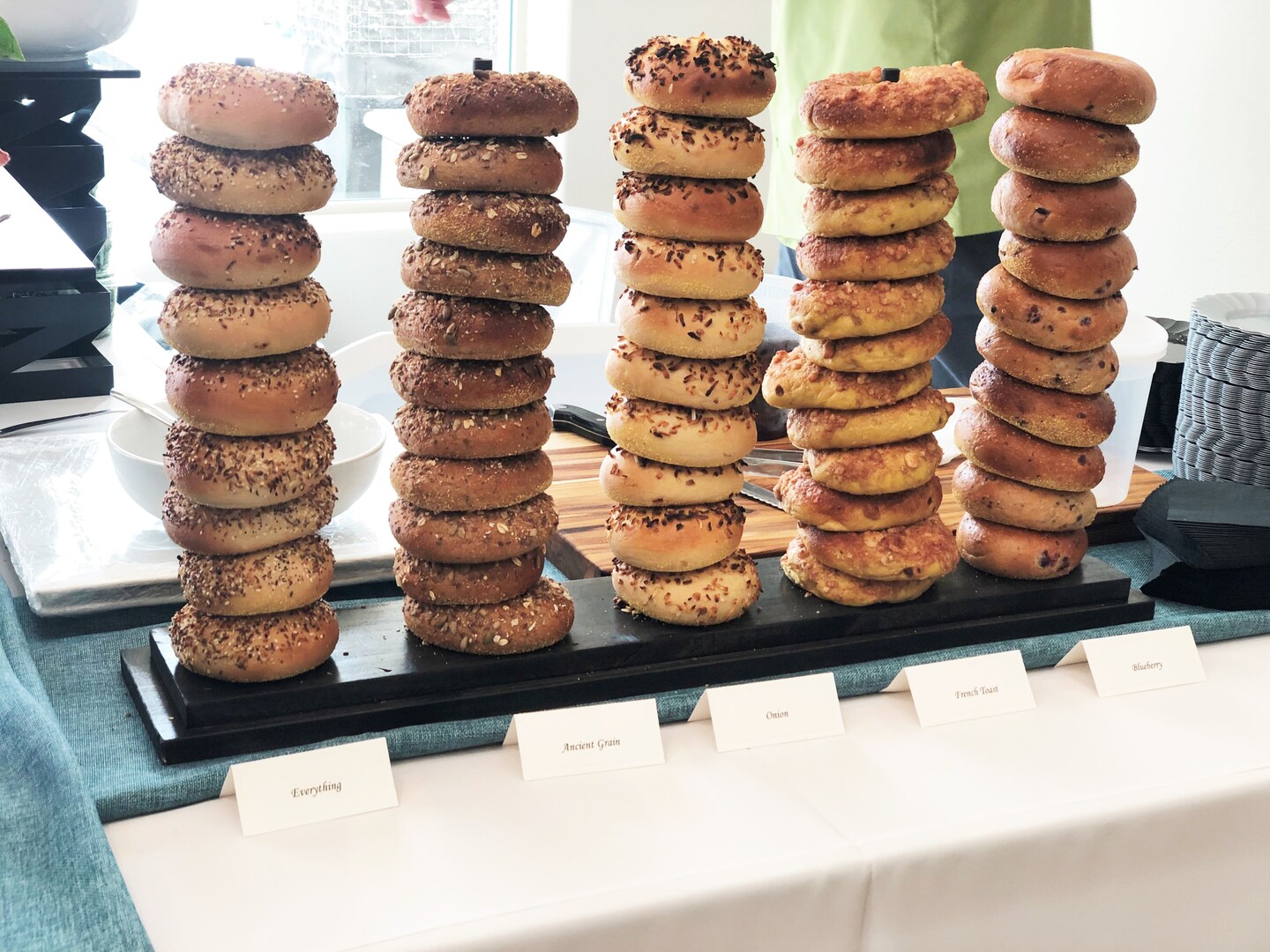 Wood bagel stand, rustic wedding decor, donut display stand, dessert ...