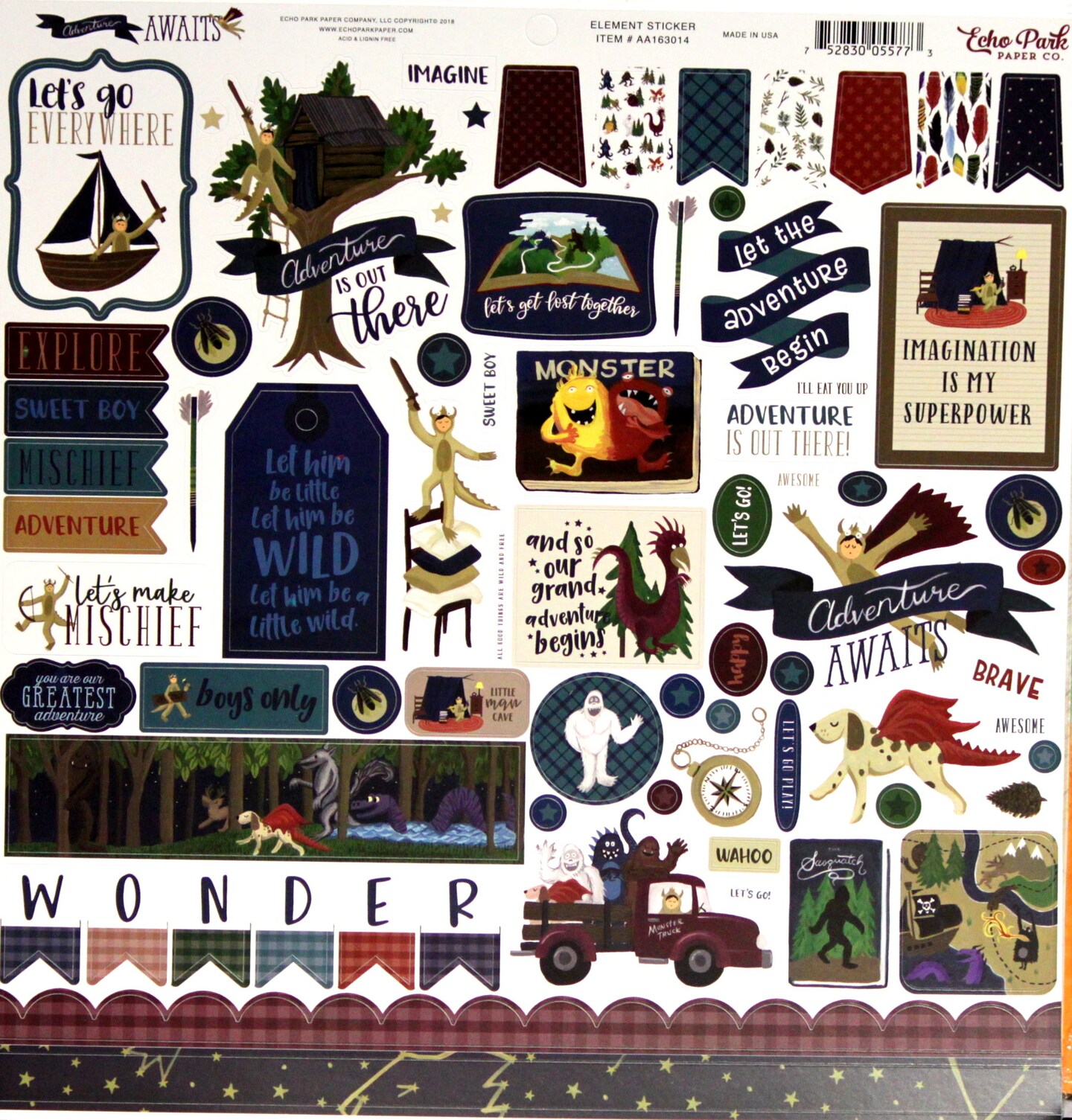 Echo Park Adventure Awaits 12 x 12 Cardstock Element Stickers | Michaels