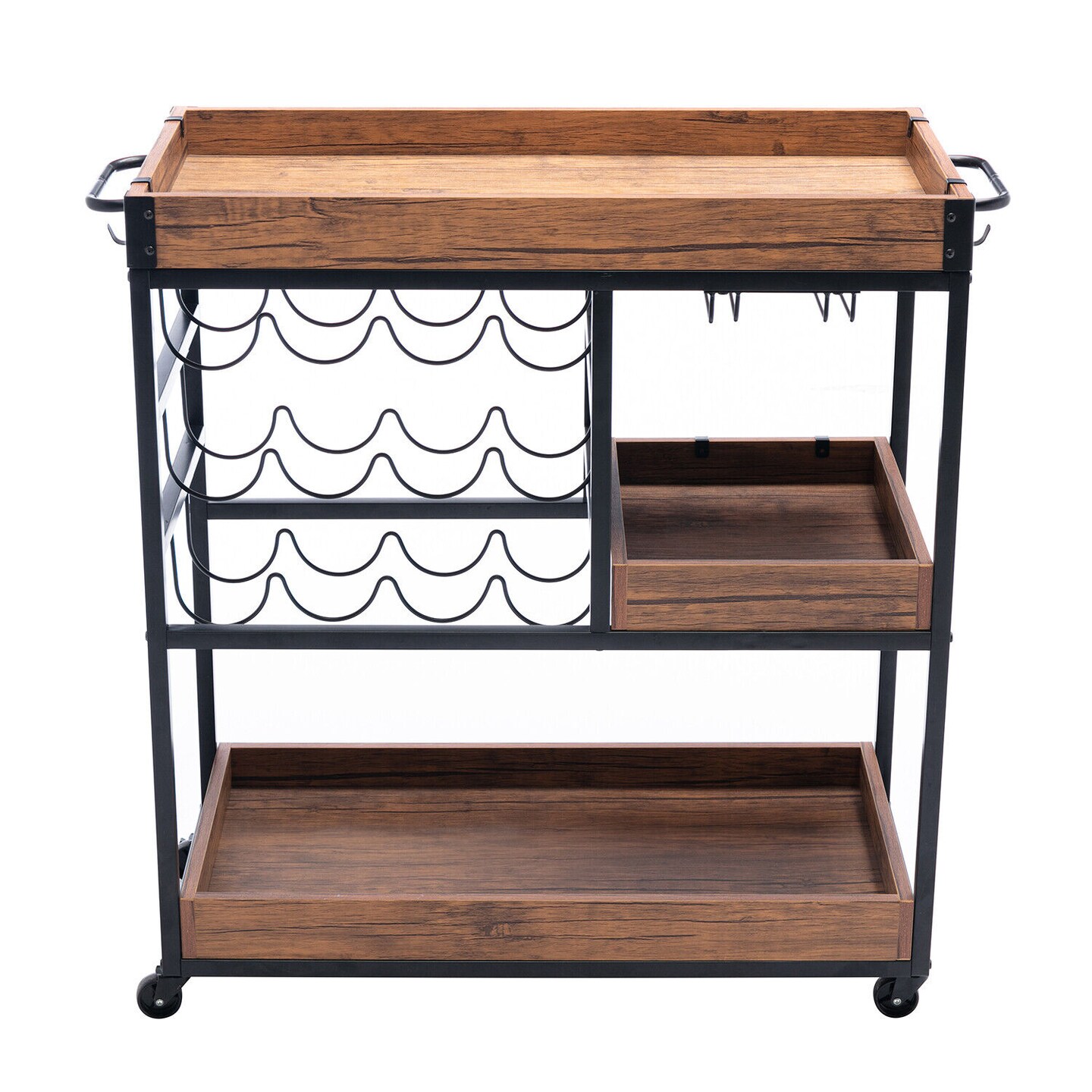 Rustic Wooden Bar Cart with Wine Rack Bottle Holders | Michaels