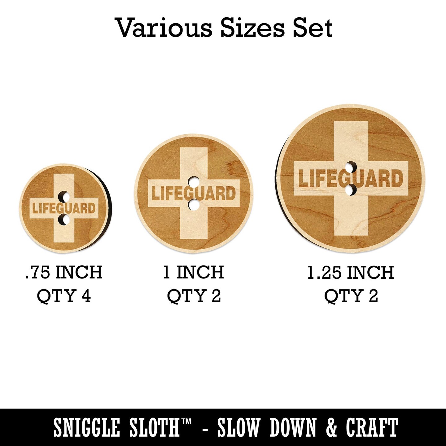Lifeguard Cross in Circle Wood Buttons for Sewing Knitting Crochet DIY ...