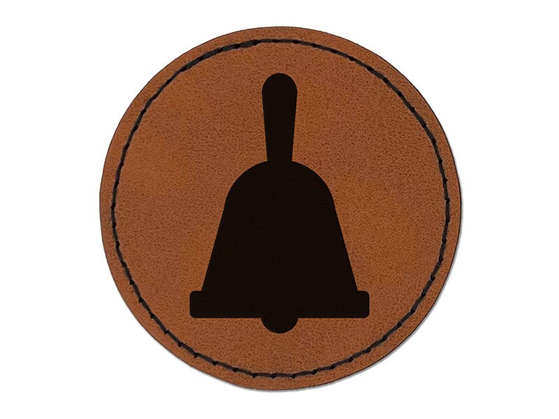 Bell Solid Round Iron-On Engraved Faux Leather Patch Applique - 2.5 ...
