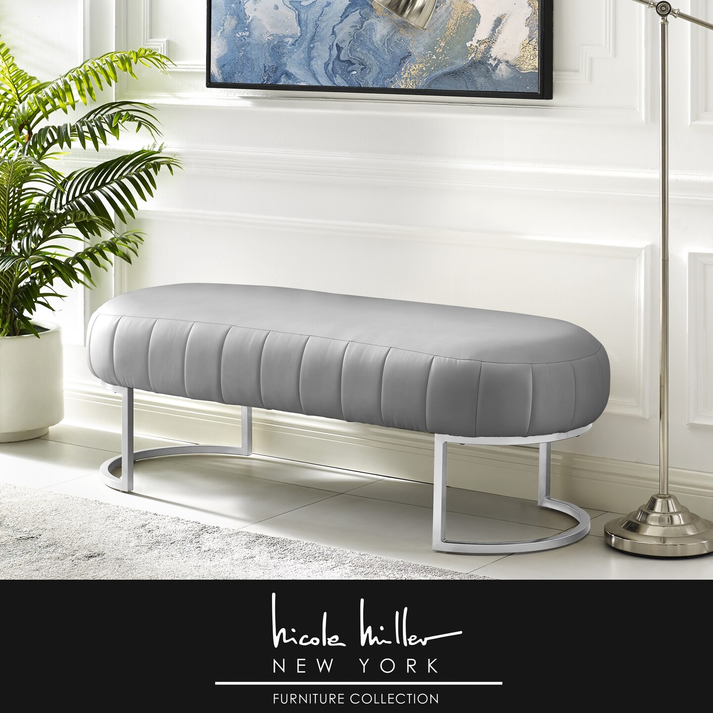Mohit Leather/Velvet Channel Tufted Bench | Michaels