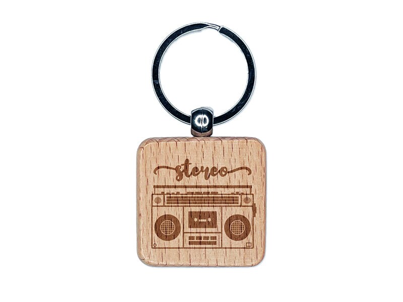 Retro Radio Stereo Cassette Player Boombox Engraved Wood Square ...