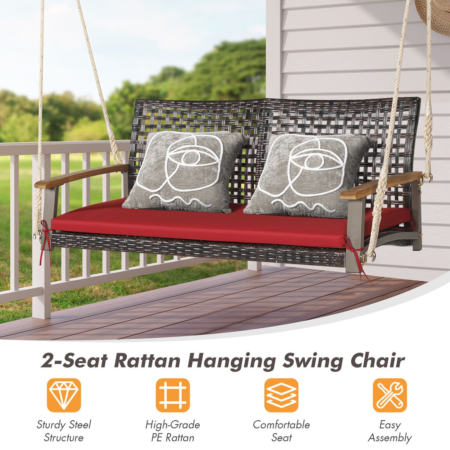 2 Person Rattan Hanging Porch Swing Chair Michaels