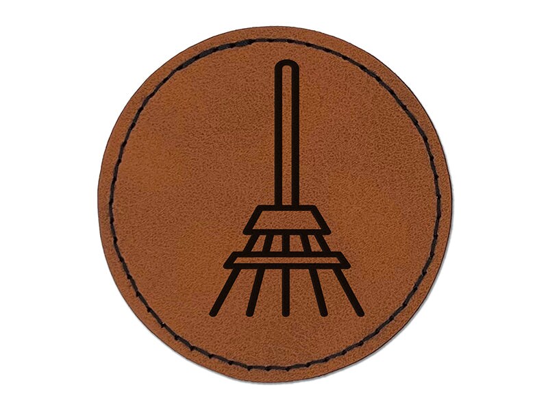 Garden Rake Round Iron-On Engraved Faux Leather Patch Applique - 2.5 ...