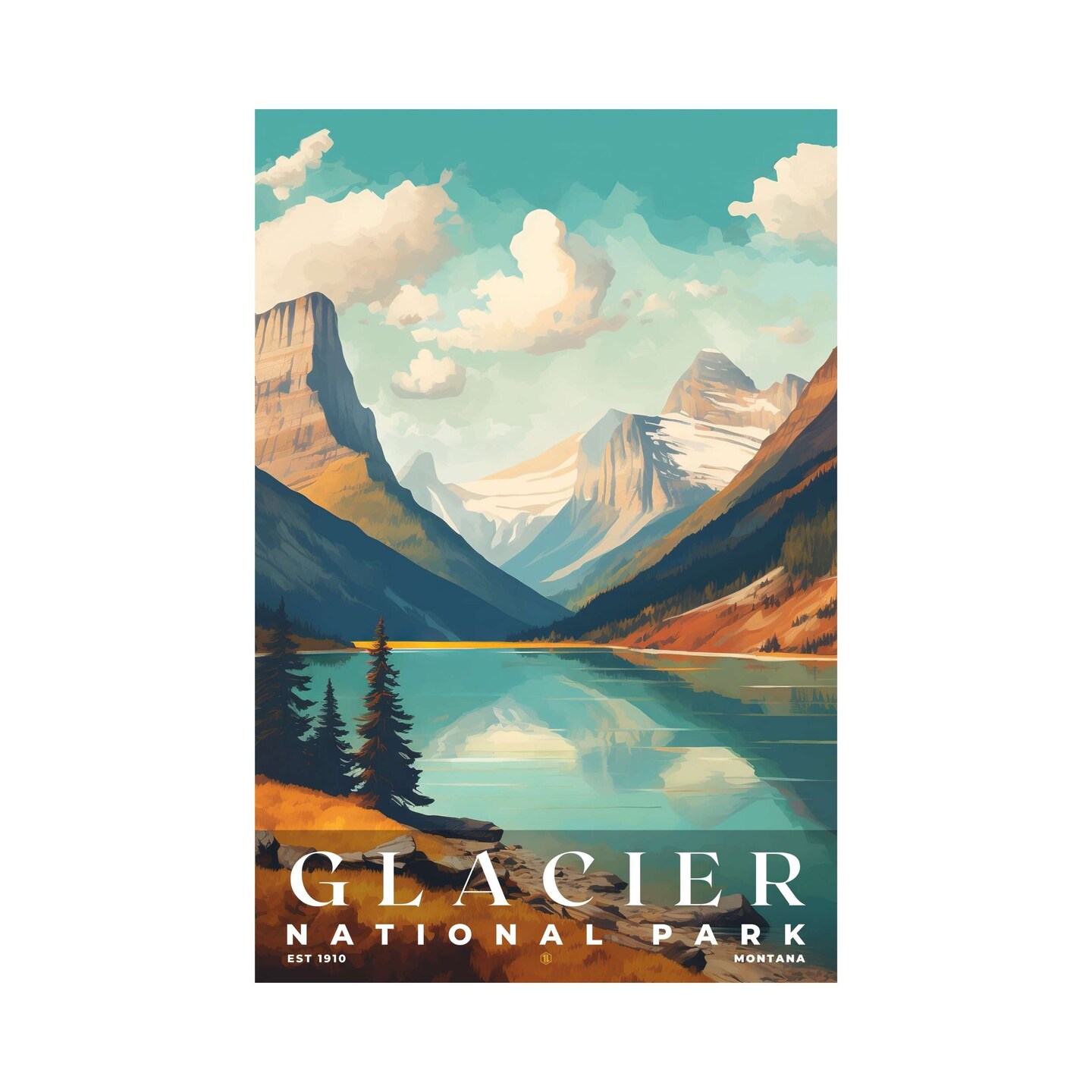 Glacier National Park Poster, Travel Art, Office Poster, Home Decor ...