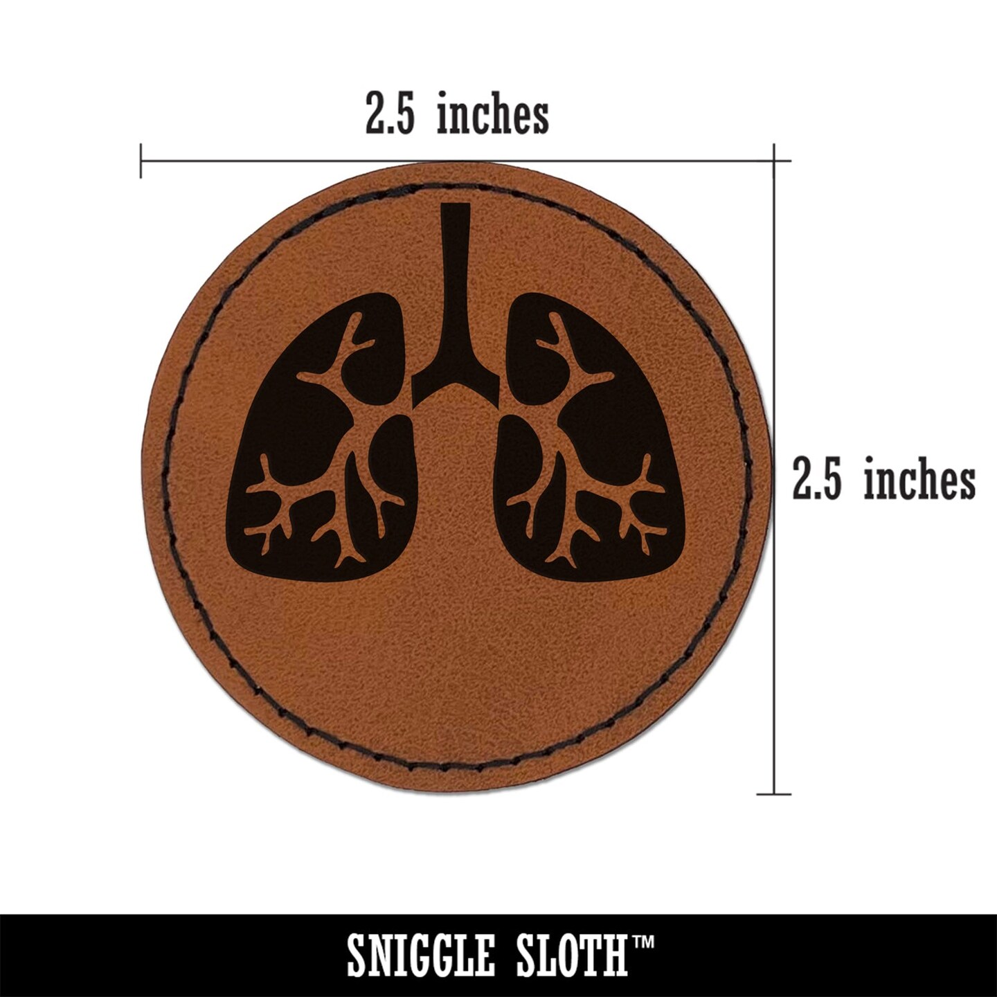 Lungs Anatomy Organ Body Part Round Iron-On Engraved Faux Leather Patch ...