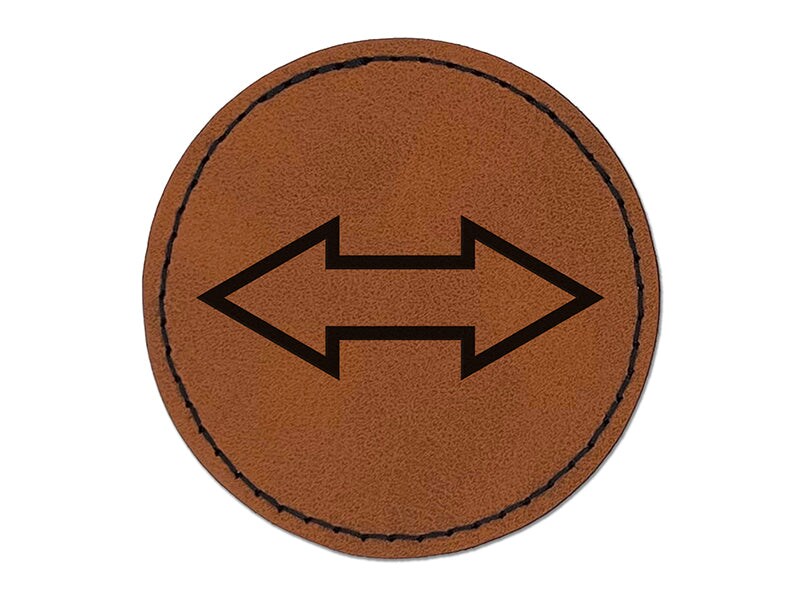Double Arrow Symbol Outline Round Iron-On Engraved Faux Leather Patch ...
