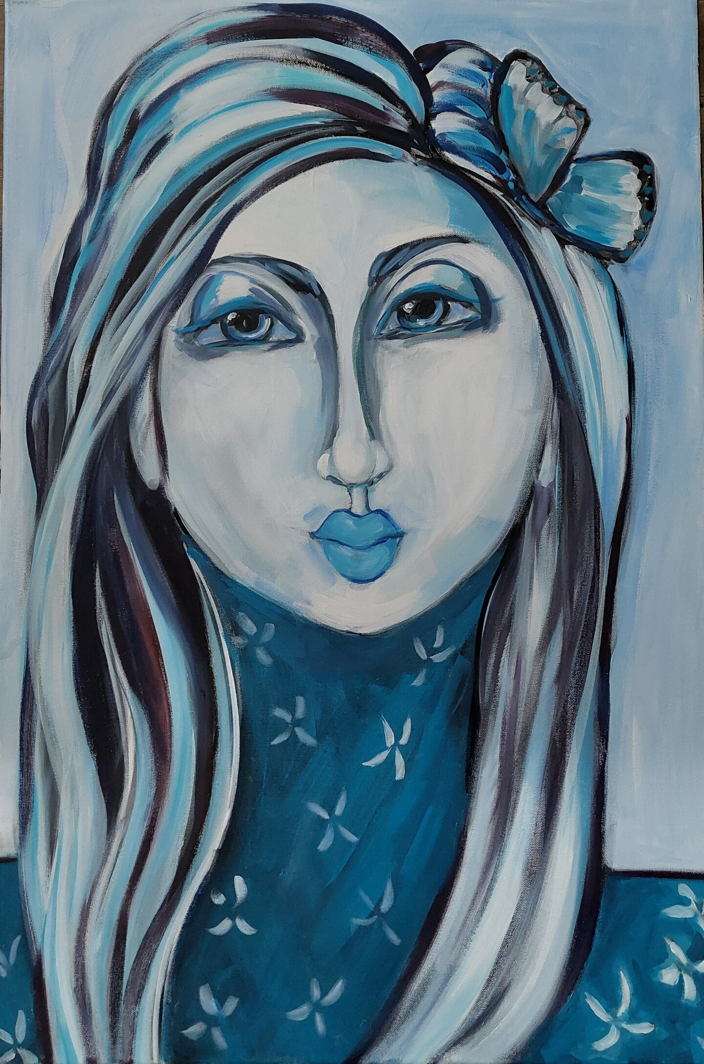 Luciana Art - Blue Beauty - Original Acrylic Fine Art Painting - 24x36 ...