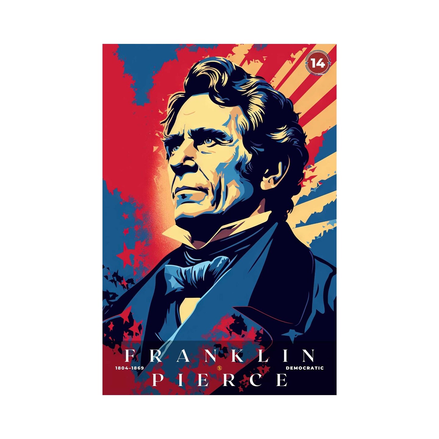 Franklin Pierce Poster, US President Print, Office Poster, Home Decor ...