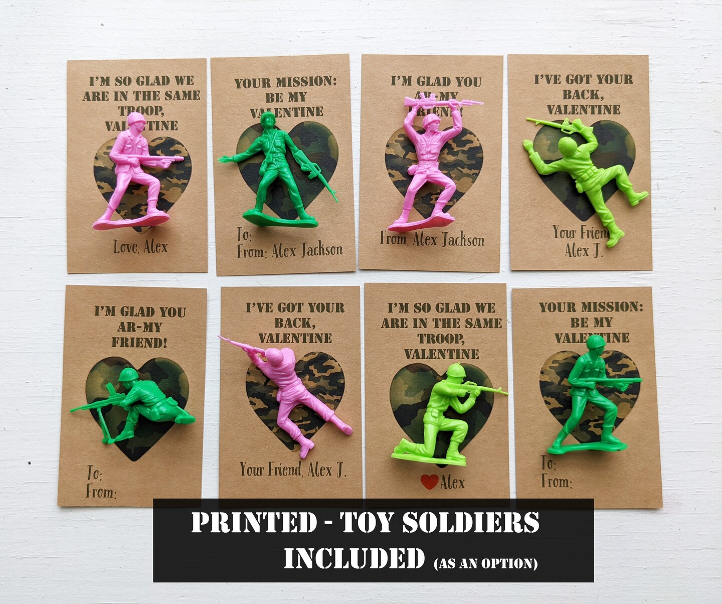 Personalized Army Men Valentine Card for Boys or Girls, Kids Soldier ...