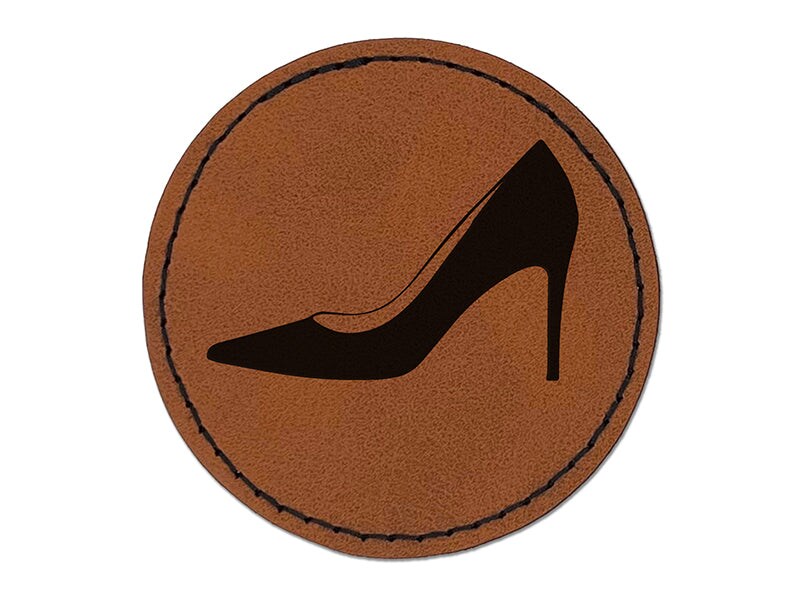 High Heel Pump Shoe Round Iron-On Engraved Faux Leather Patch Applique - 2.5" | Michaels