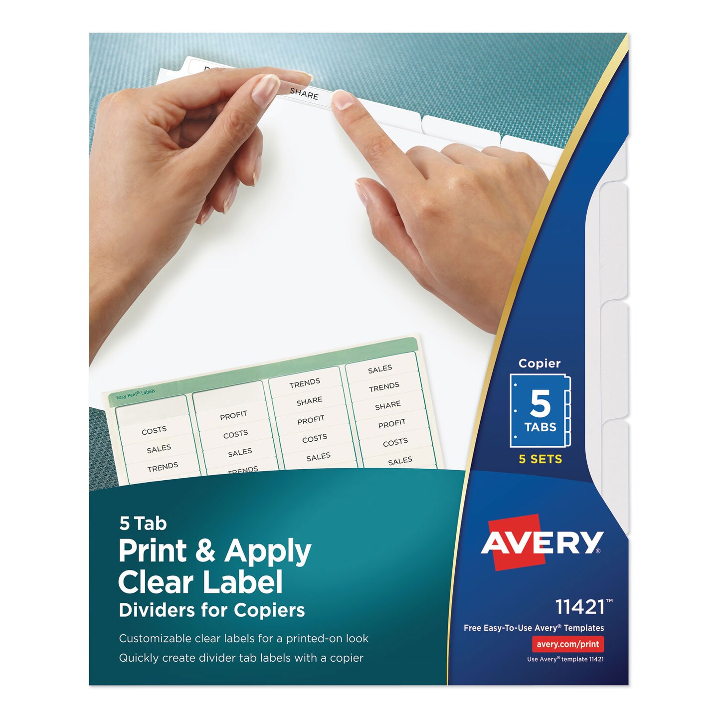 Avery Print and Apply Index Maker Clear Label Dividers, Copiers, 5-Tab ...