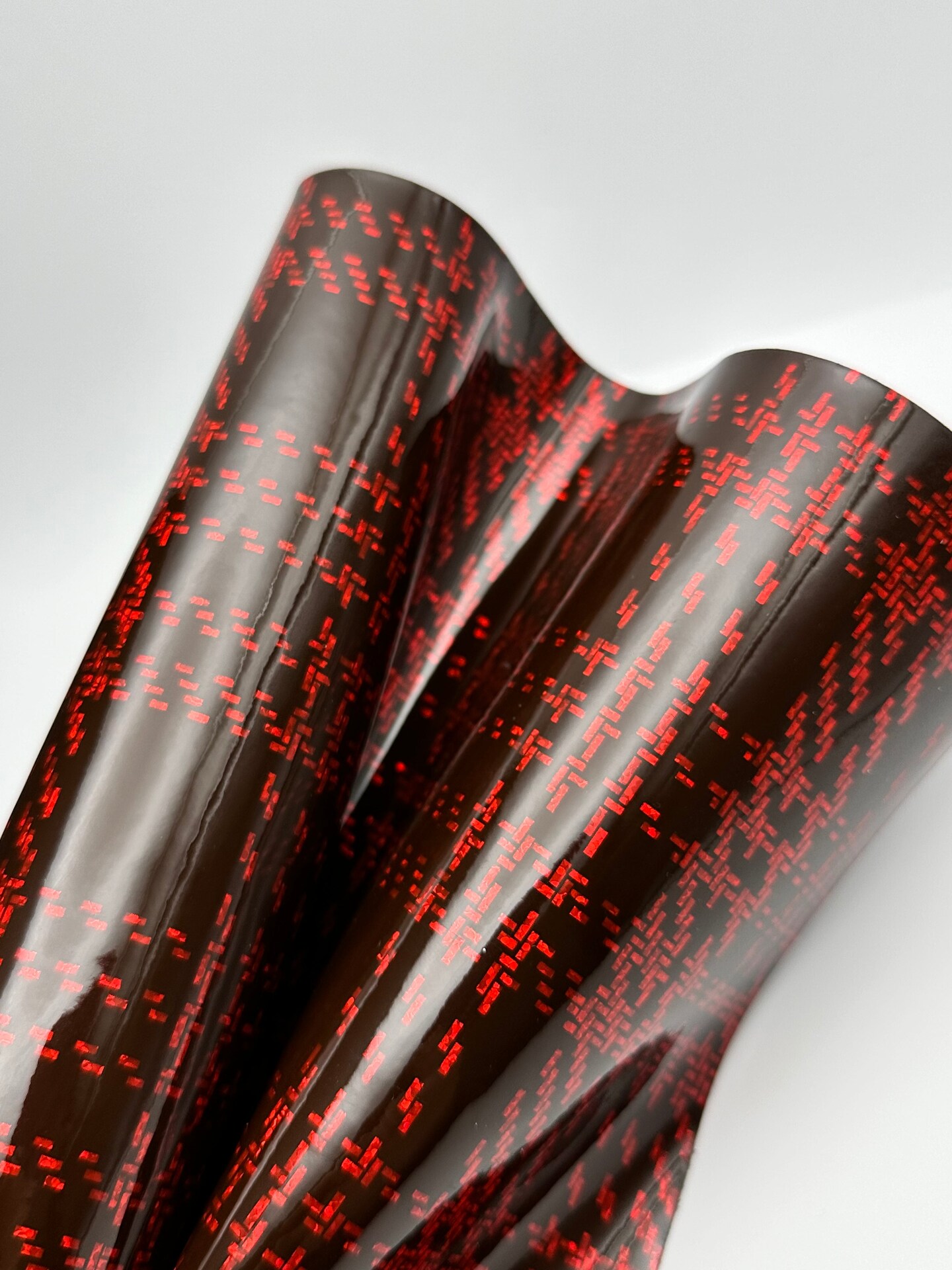 Chocolate and Red Holographic Plaid Patent Vinyl | Michaels