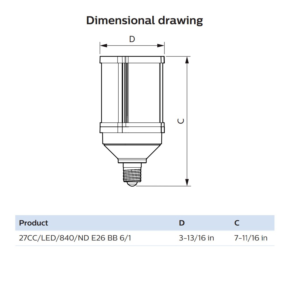 Philips 27w 100-277V LED 4000K Cool White 3600Lm E26 Base - 70w HID ...