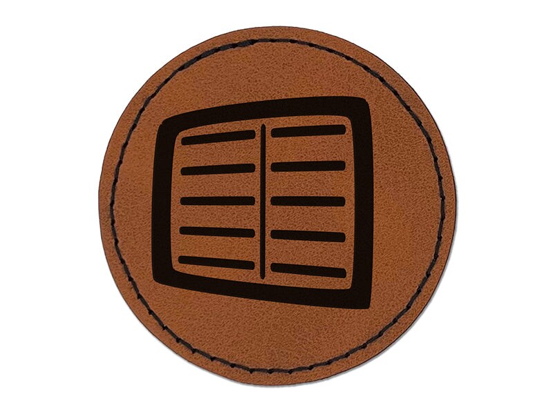 Book Journal Planner Study School Symbol Round Iron-On Engraved Faux ...