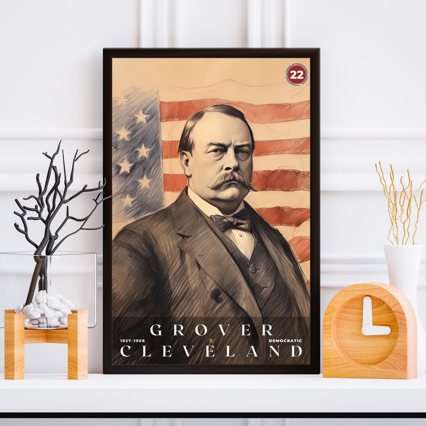 Grover Cleveland 22nd Poster, US President Print, Office Poster, Home ...
