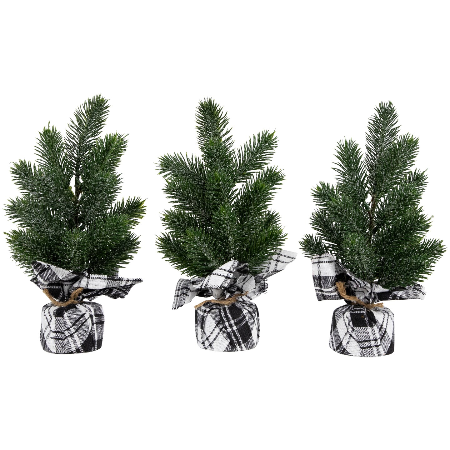 Northlight Mini Iced Pine Artificial Christmas Trees - 10" - Set of 3 ...