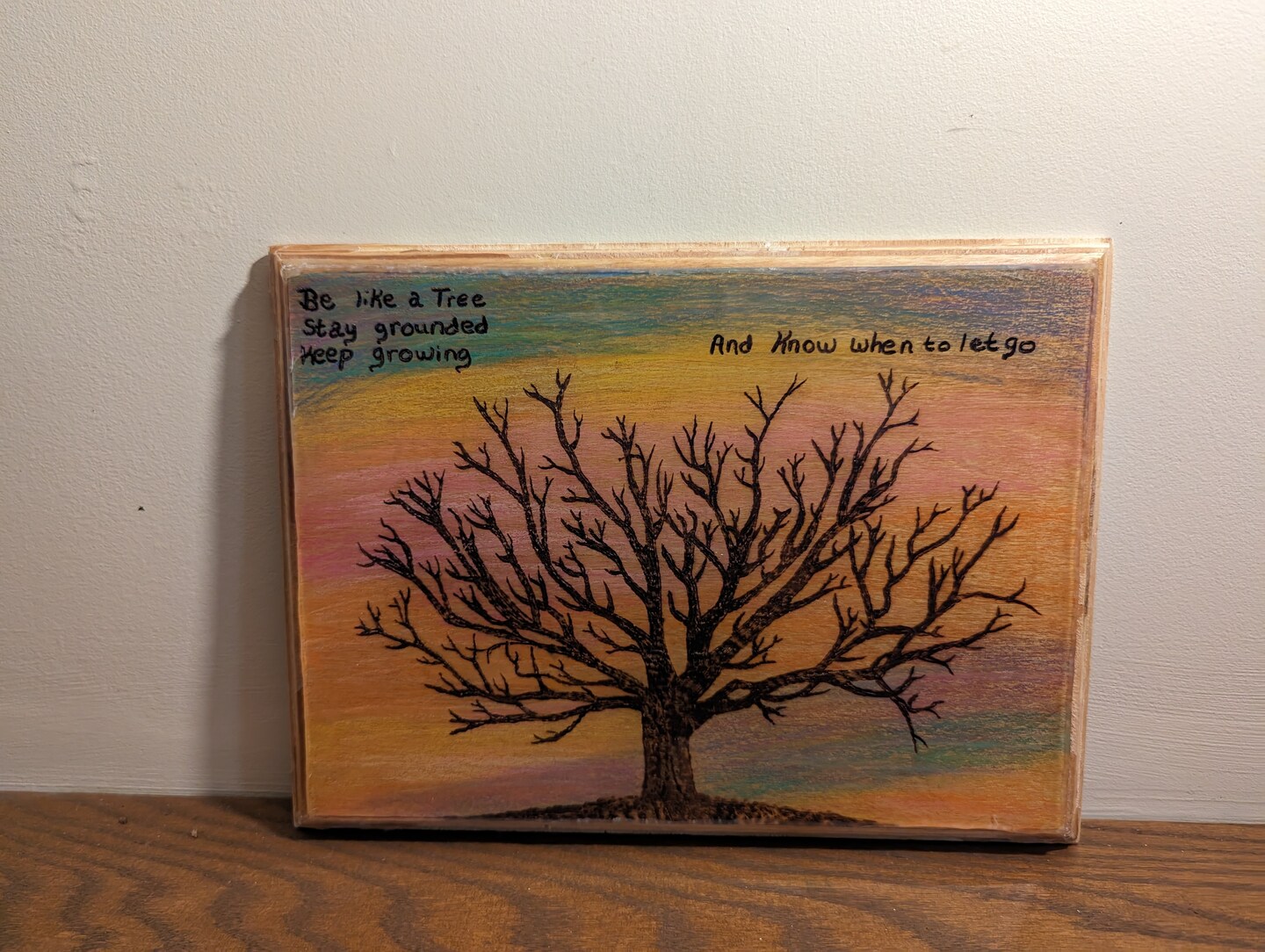 Hibernating Tree Wood Art Decor with Phrase, Fall Tree Artwork, Tree ...