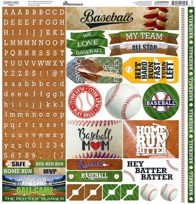 Reminisce Game Day Baseball 12x12 Alpha Sticker Sheet | Michaels
