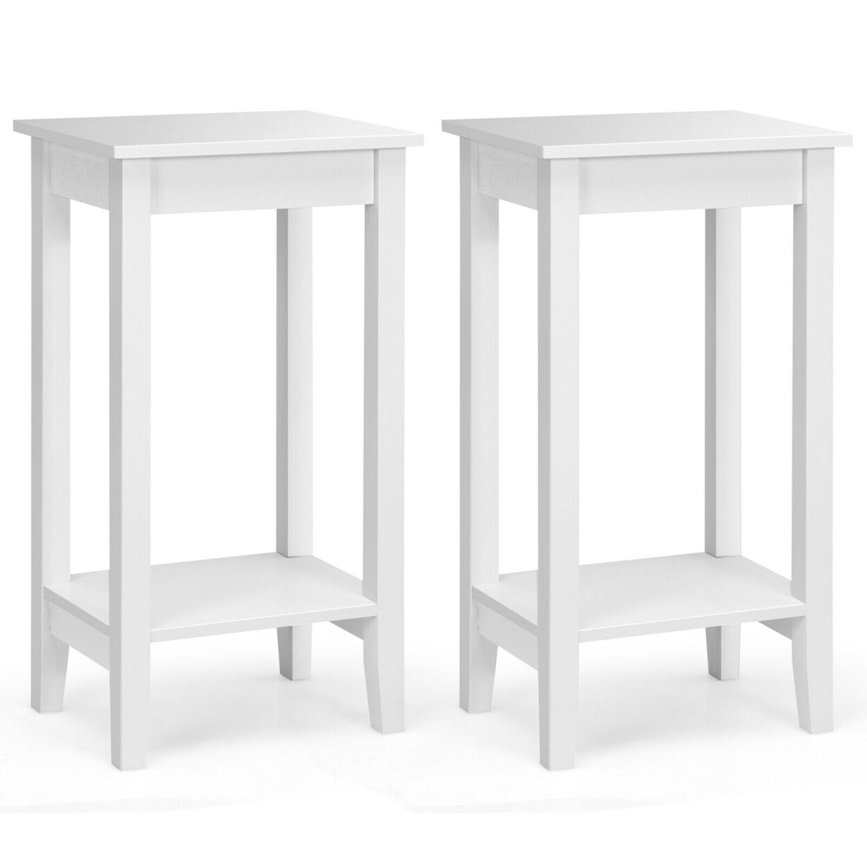 2-Tier Nightstand End Side Table Coffee Table Wooden Legs Bedroom ...