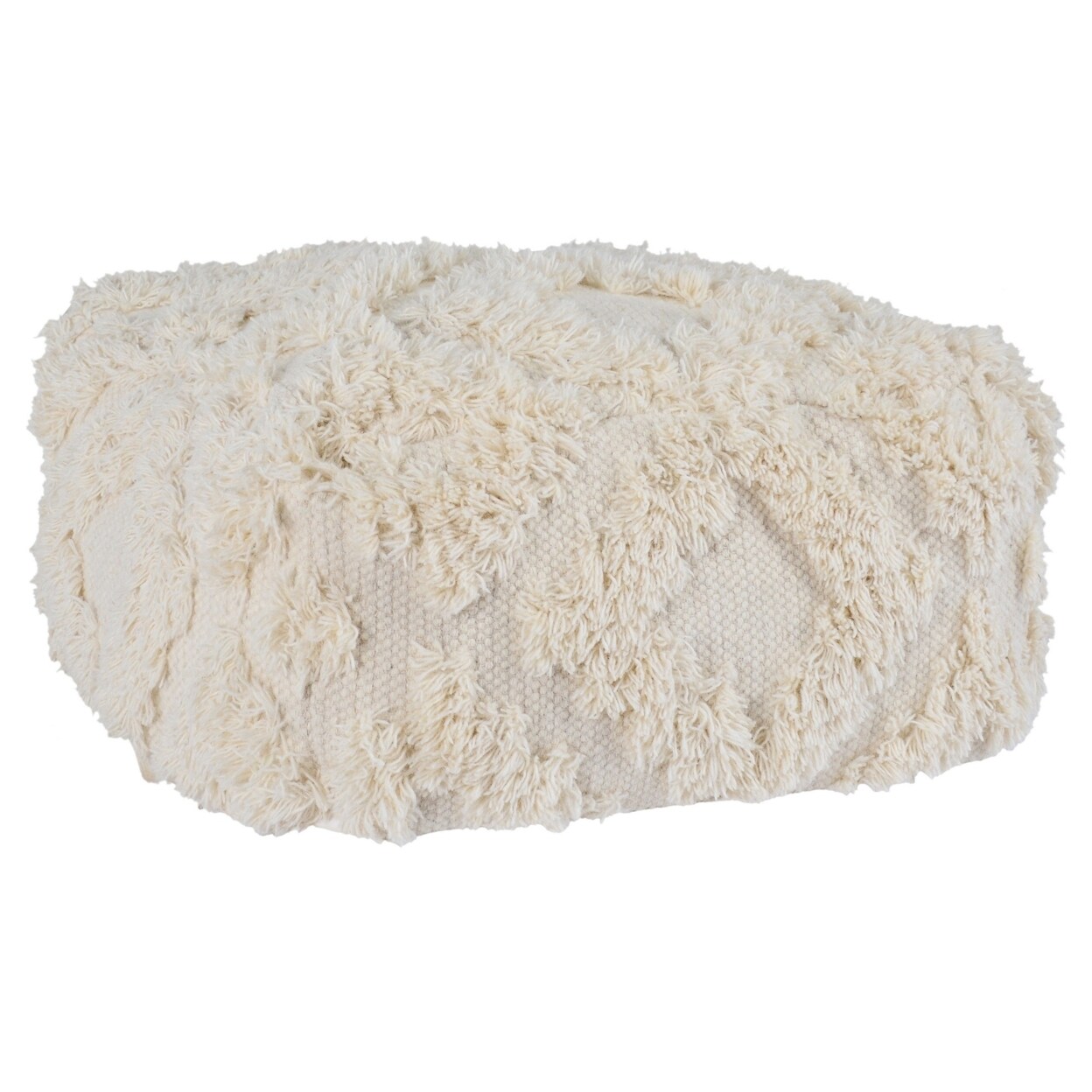 Saltoro Sherpi 24 Inch Cotton Accent Pouf, Handwoven Textured Geometric ...
