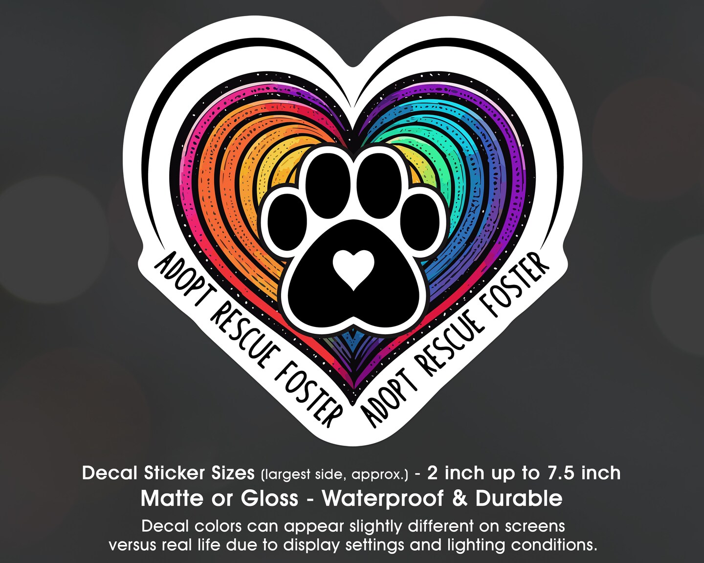 Adopt Rescue Foster Dogs Cats Pets, Vinyl Decal Sticker In Multiple ...