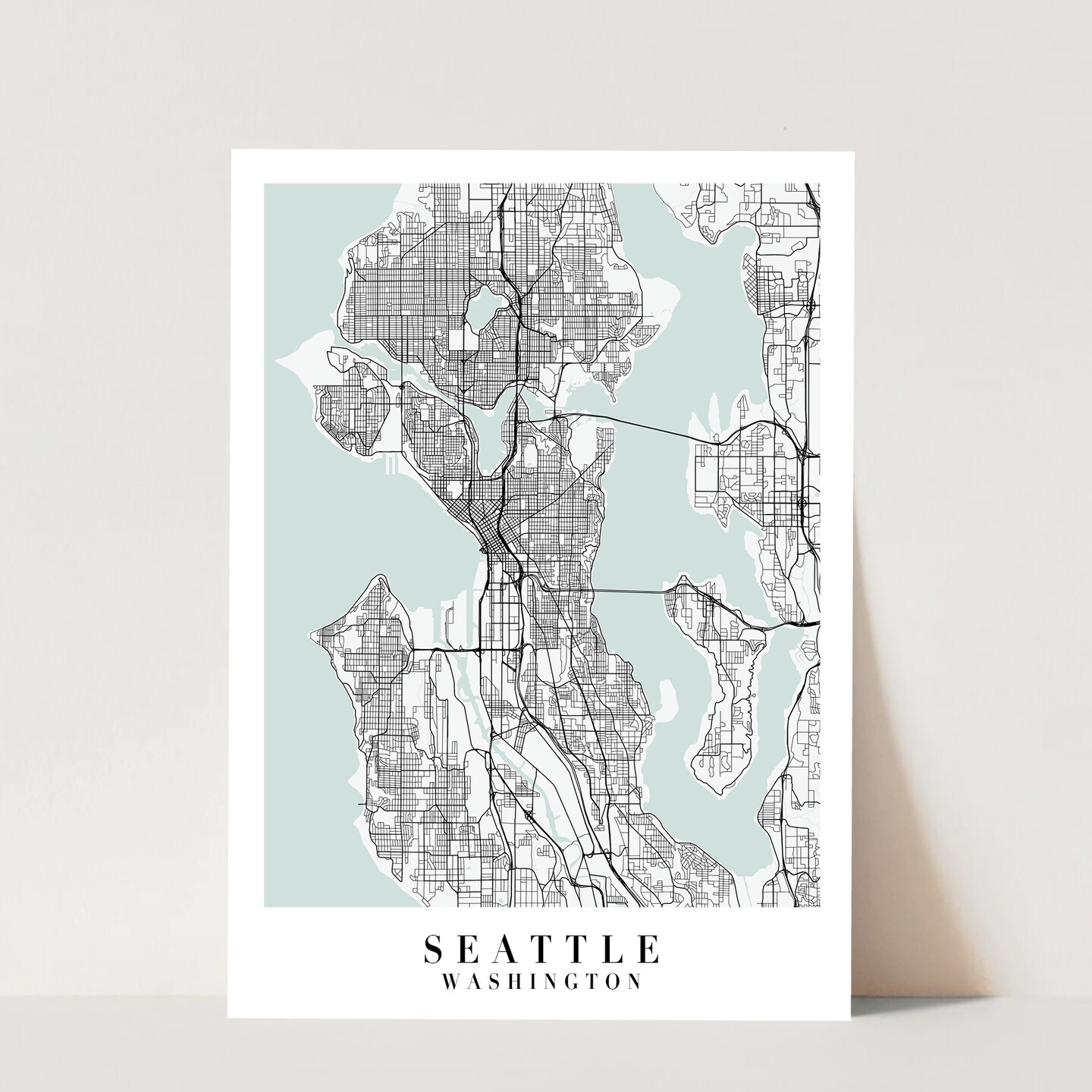 Seattle Washington Blue Water Street Map, UNFRAMED | MakerPlace by Michaels