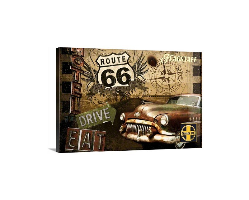 Route 66 Canvas Wrap or Poster, A Vintage Travel Poster Sizes Up to 24 ...
