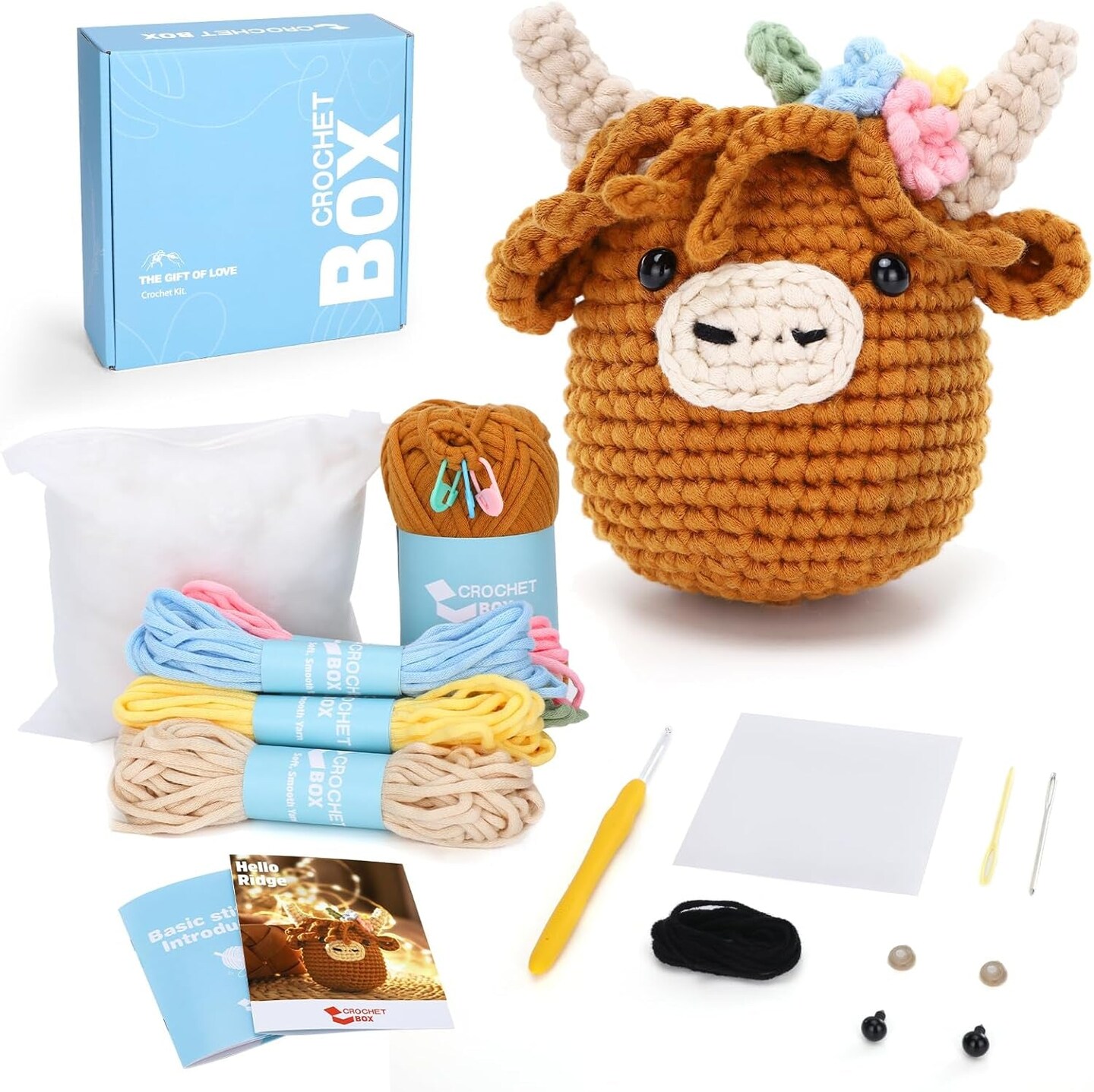 Crochet Kit for Beginners: Highland Cow Crochet Kit, Learn to Crochet ...