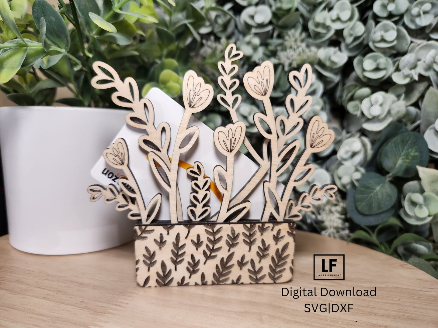 SVG Gift Card Holder, Wildflower Floral Gift Card Money Holder, Shelf ...