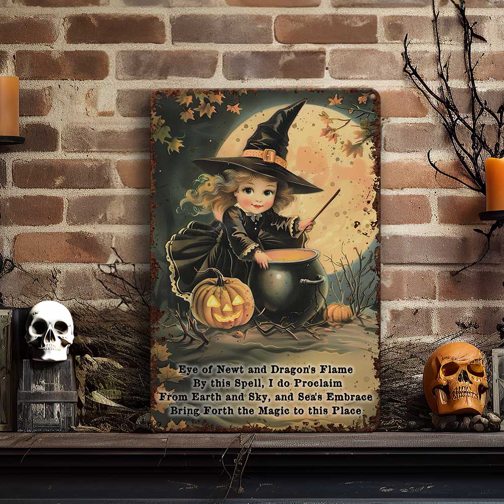 Halloween Decor Cute Witch Art Sign - Primitive Victorian Mantle ...
