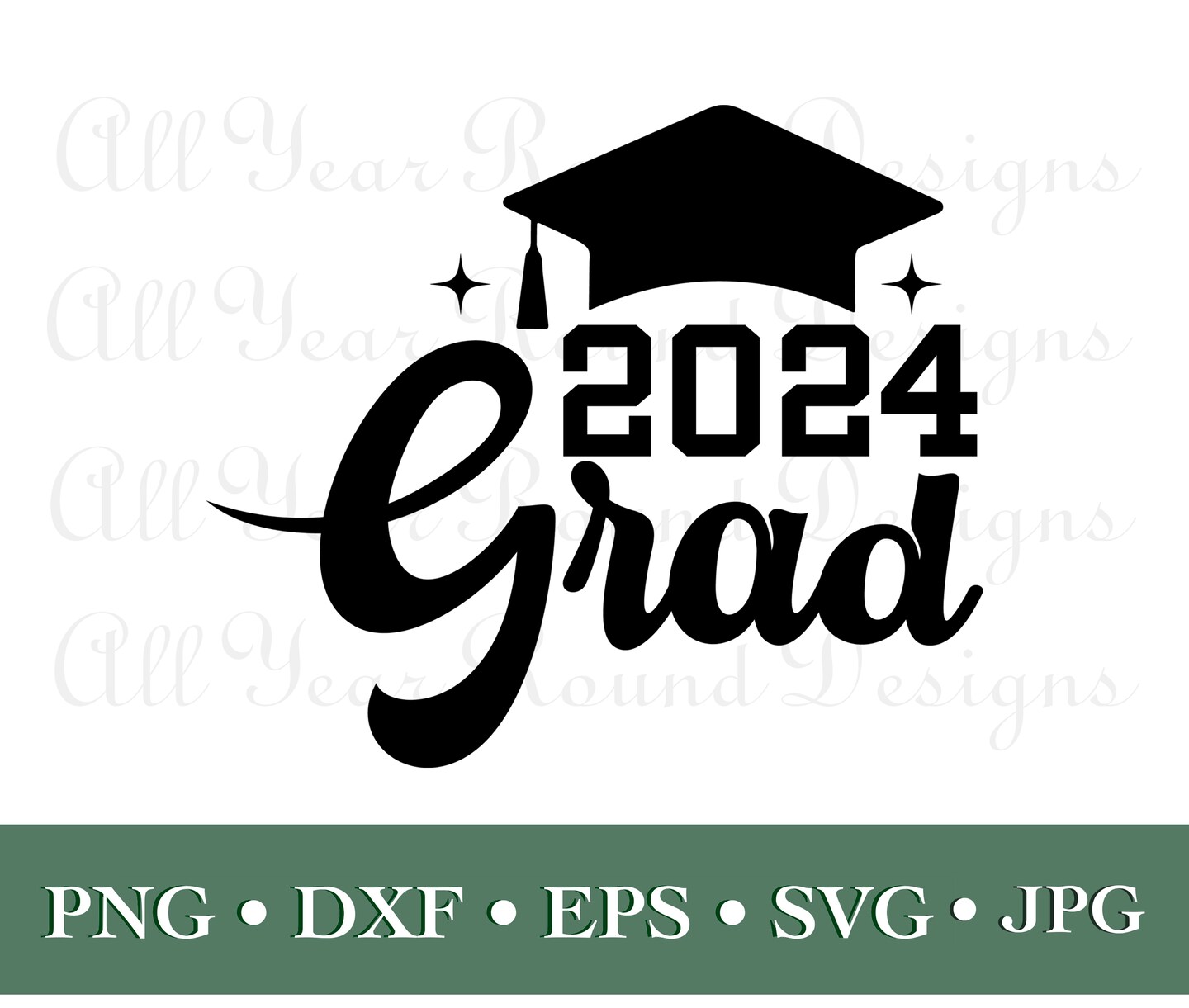 Graduation Decor SVG PNG DXF EPS JPG File Bundle Digital Download, 2024 ...