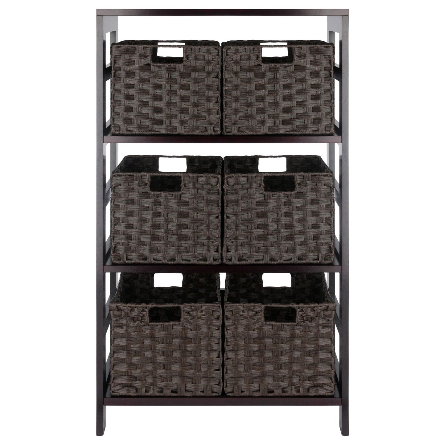 Contemporary Home Living 7 Pc Storage Shelf with 6 Foldable Woven ...