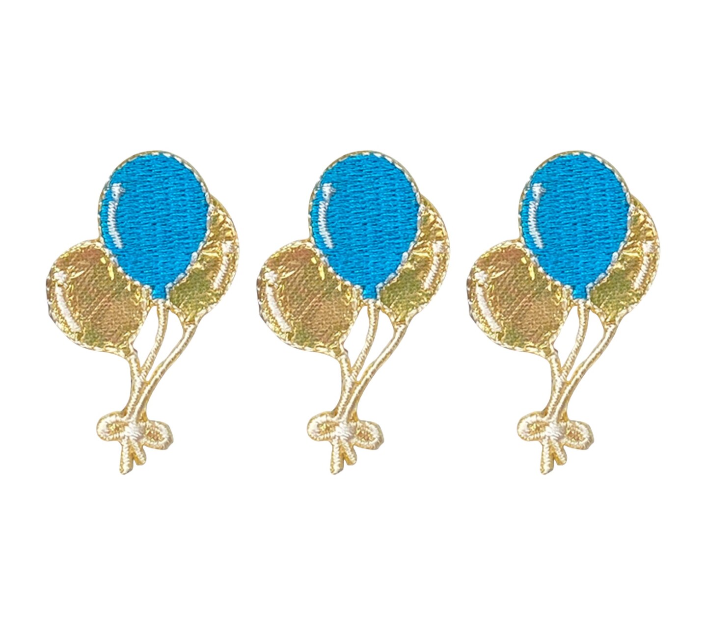 Set of 3, Blue and Gold Balloons, Party, Embroidered, Iron on Patch ...