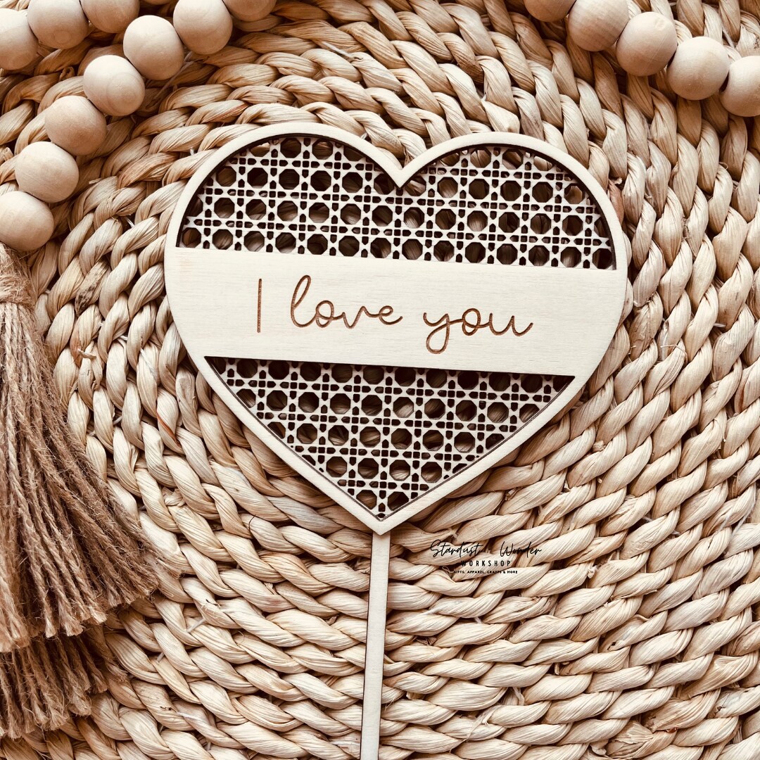 Rattan Style Cake Topper | Personalized Valentine's Day Cake Topper ...