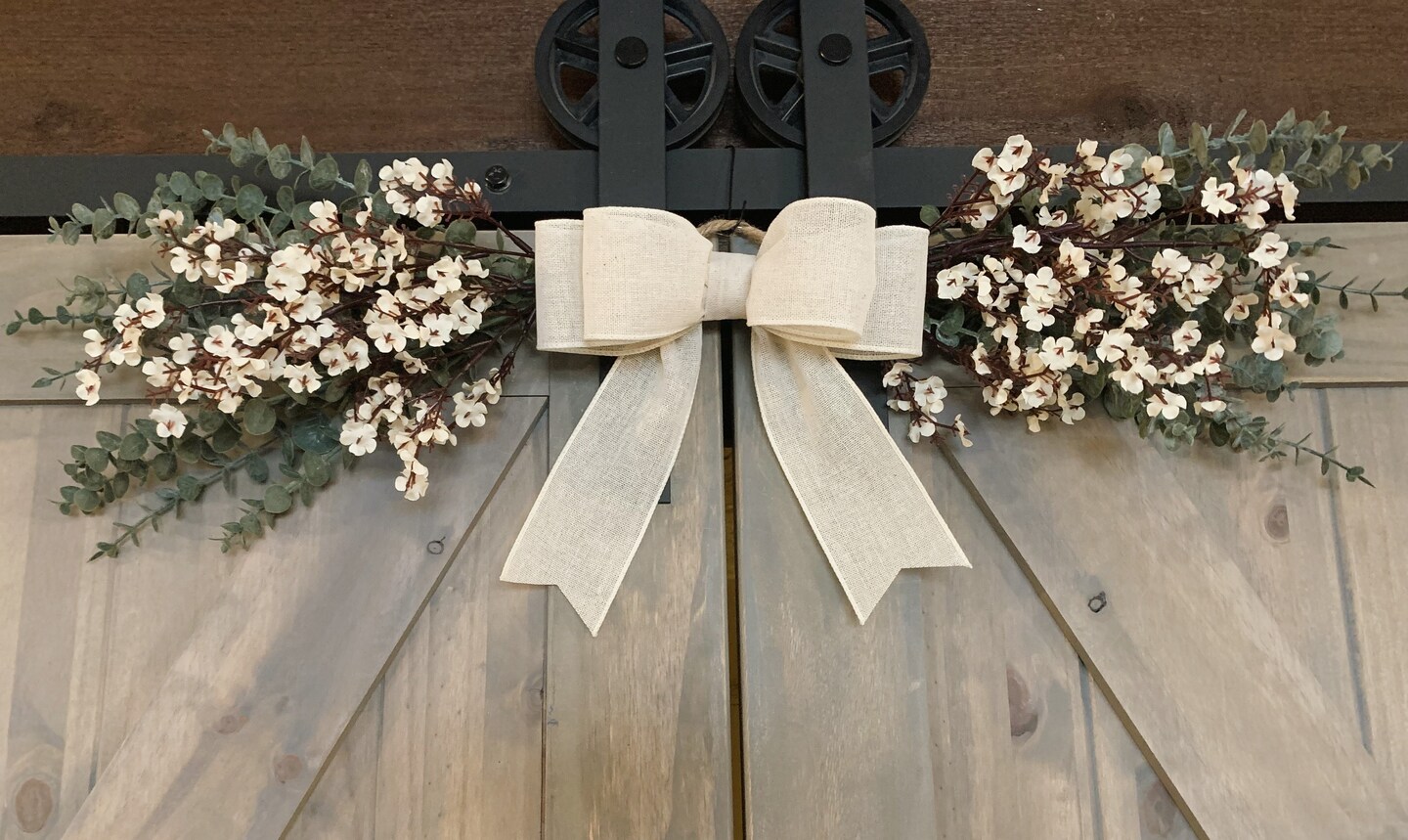 Farmhouse Swag, Crème Linen Bow, French Cottage Style, Modern Décor ...