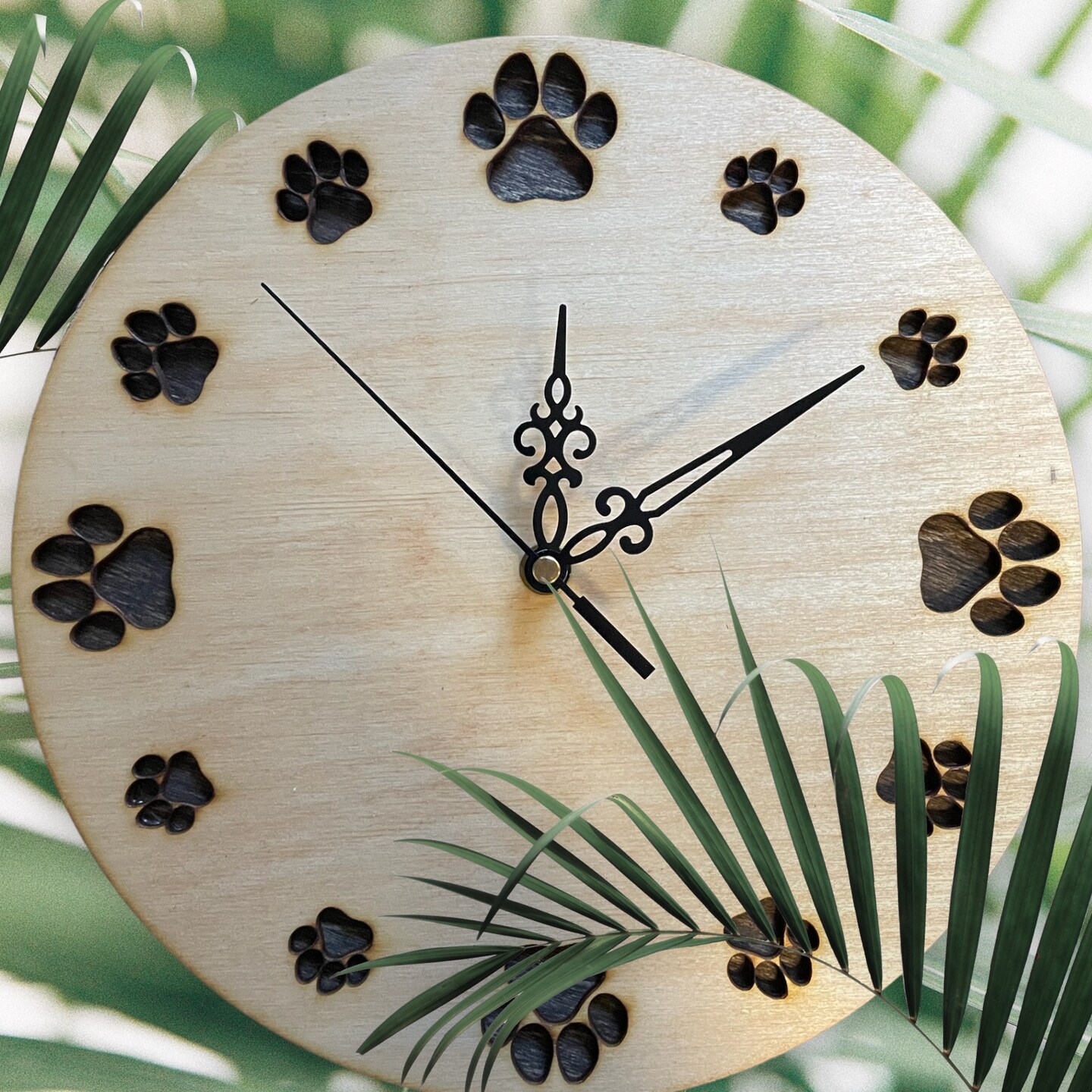 Dog Paw Clock, 11" Paw-some Timekeeping: Laser-Cut Wooden Clocks ...